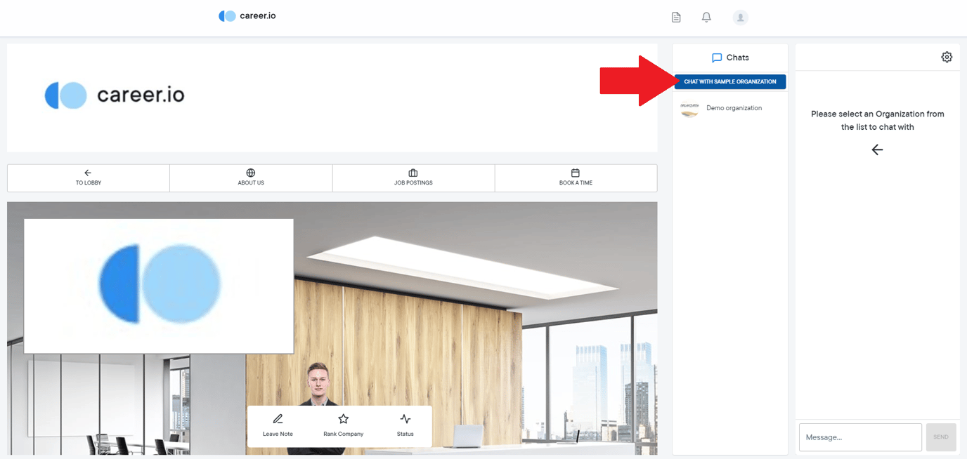 How do I chat with a company/organization?